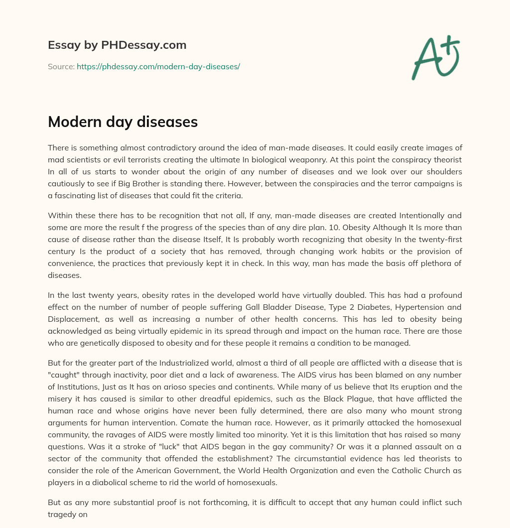 Modern day diseases - PHDessay.com