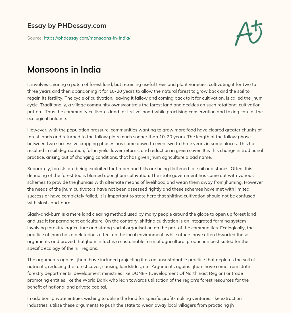 Monsoons in India - PHDessay.com