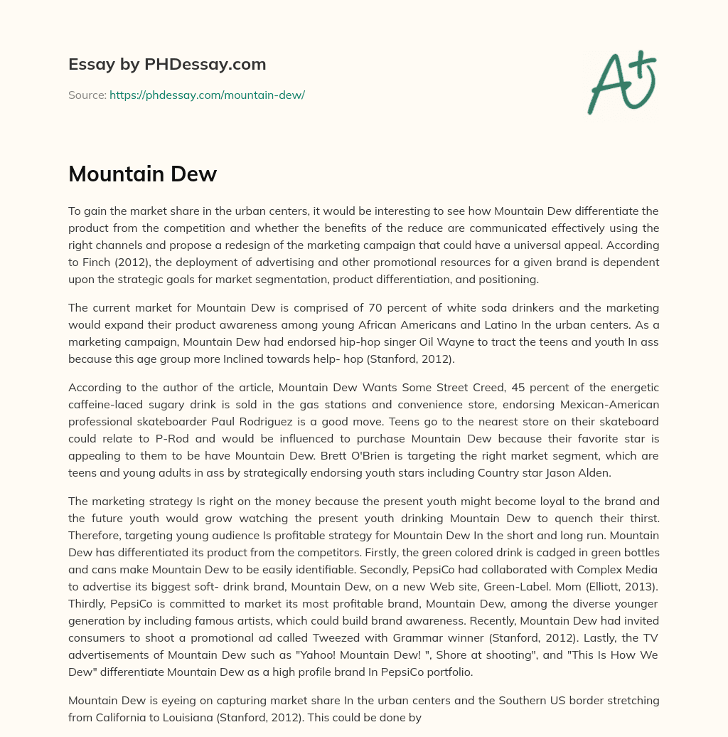 Mountain Dew - PHDessay.com