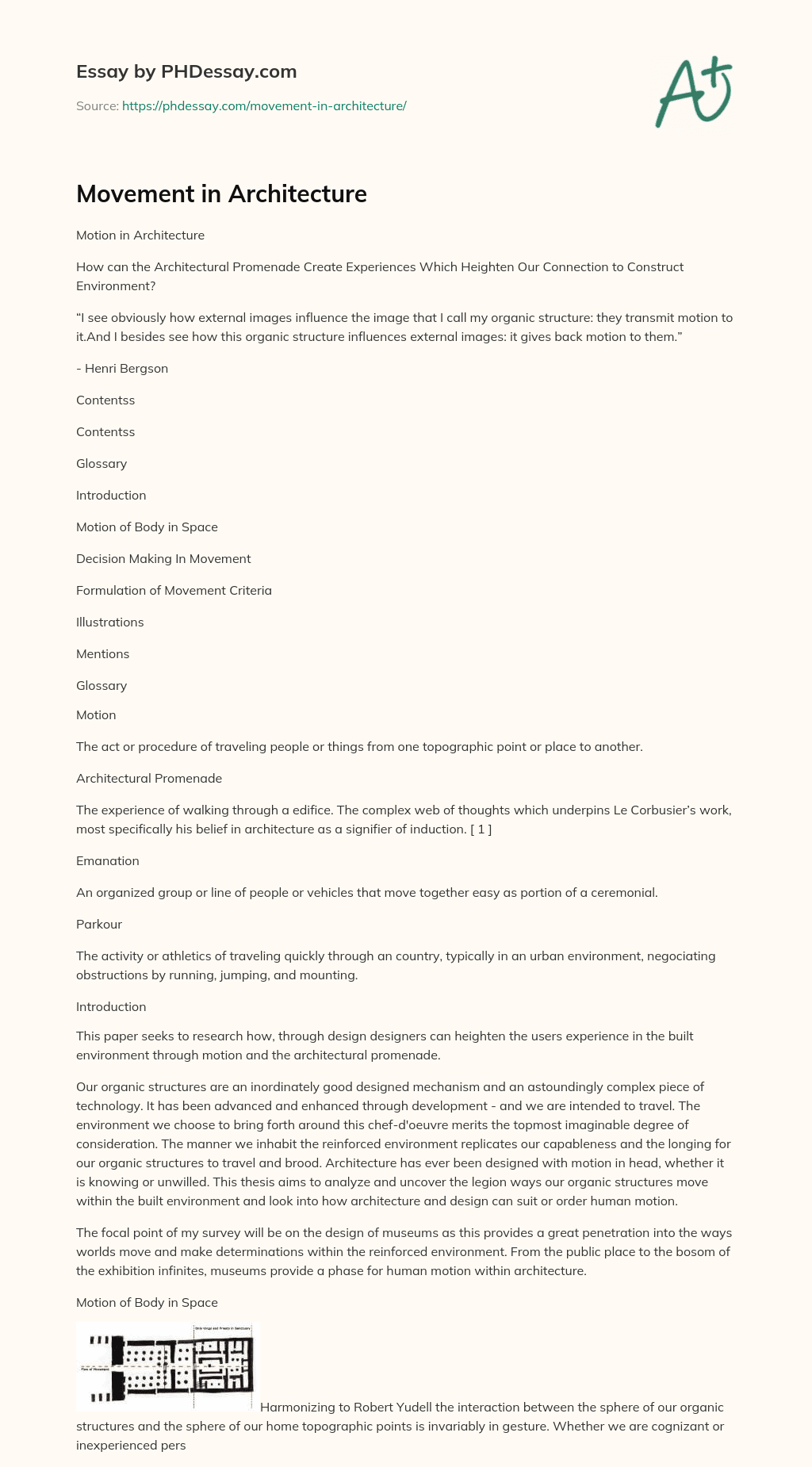 Movement In Architecture Thesis Example - PHDessay.com