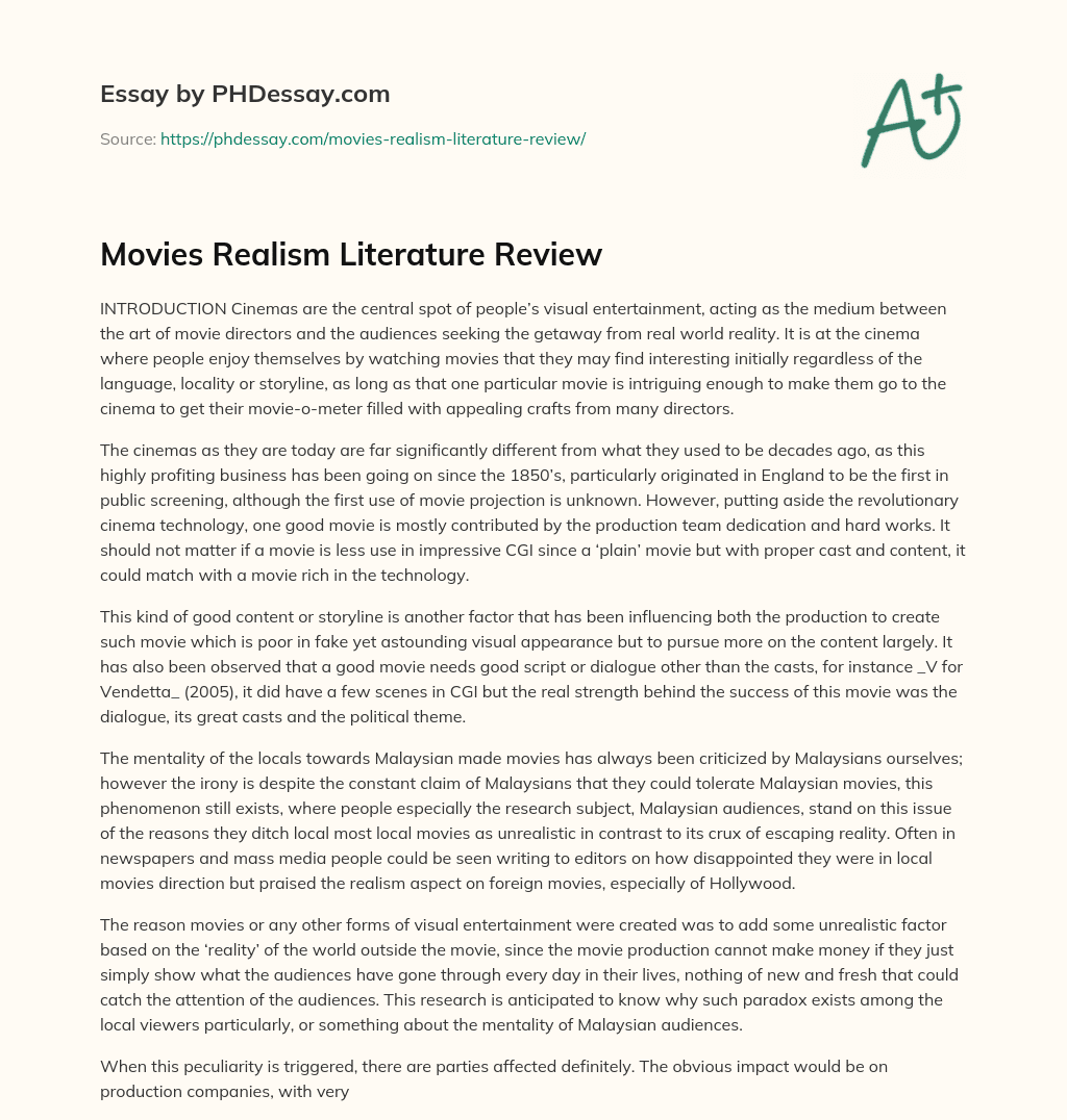 Movies Realism Literature Review - PHDessay.com