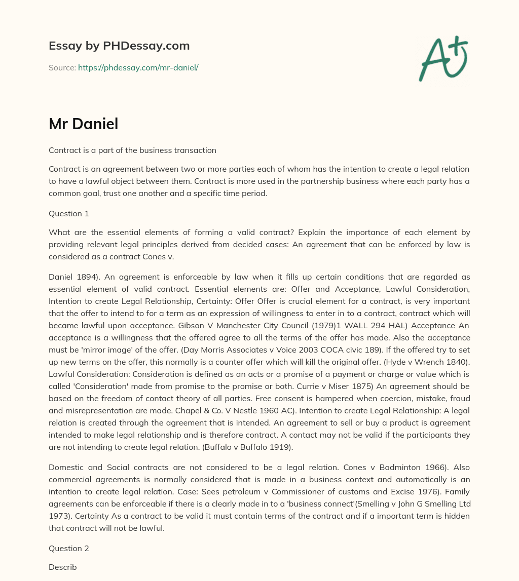 Mr Daniel - PHDessay.com