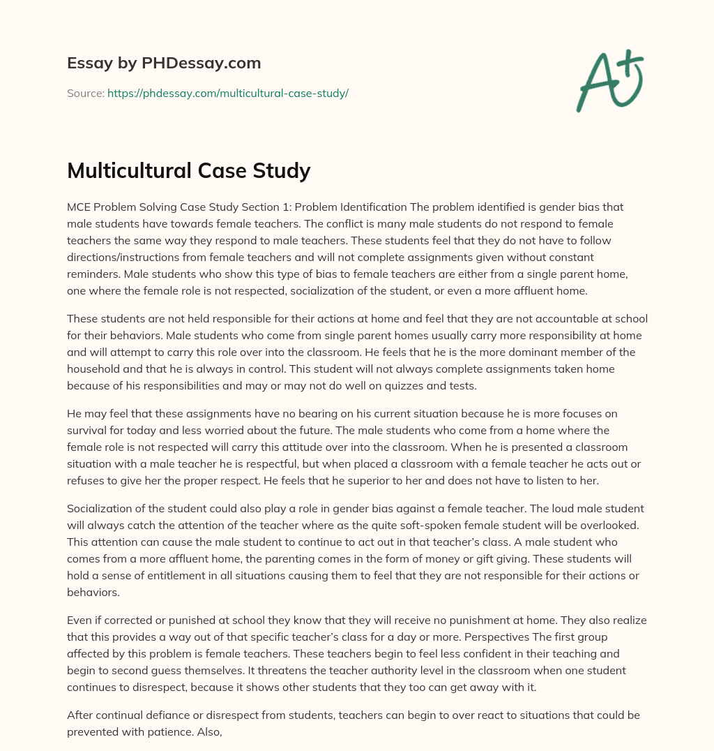 Multicultural Case Study - PHDessay.com
