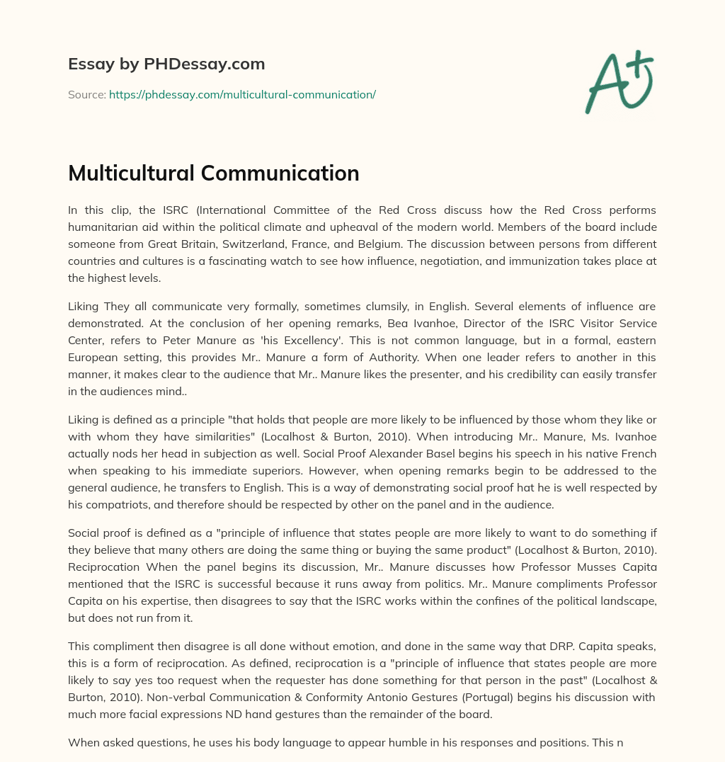 Multicultural Communication (500 Words) - PHDessay.com