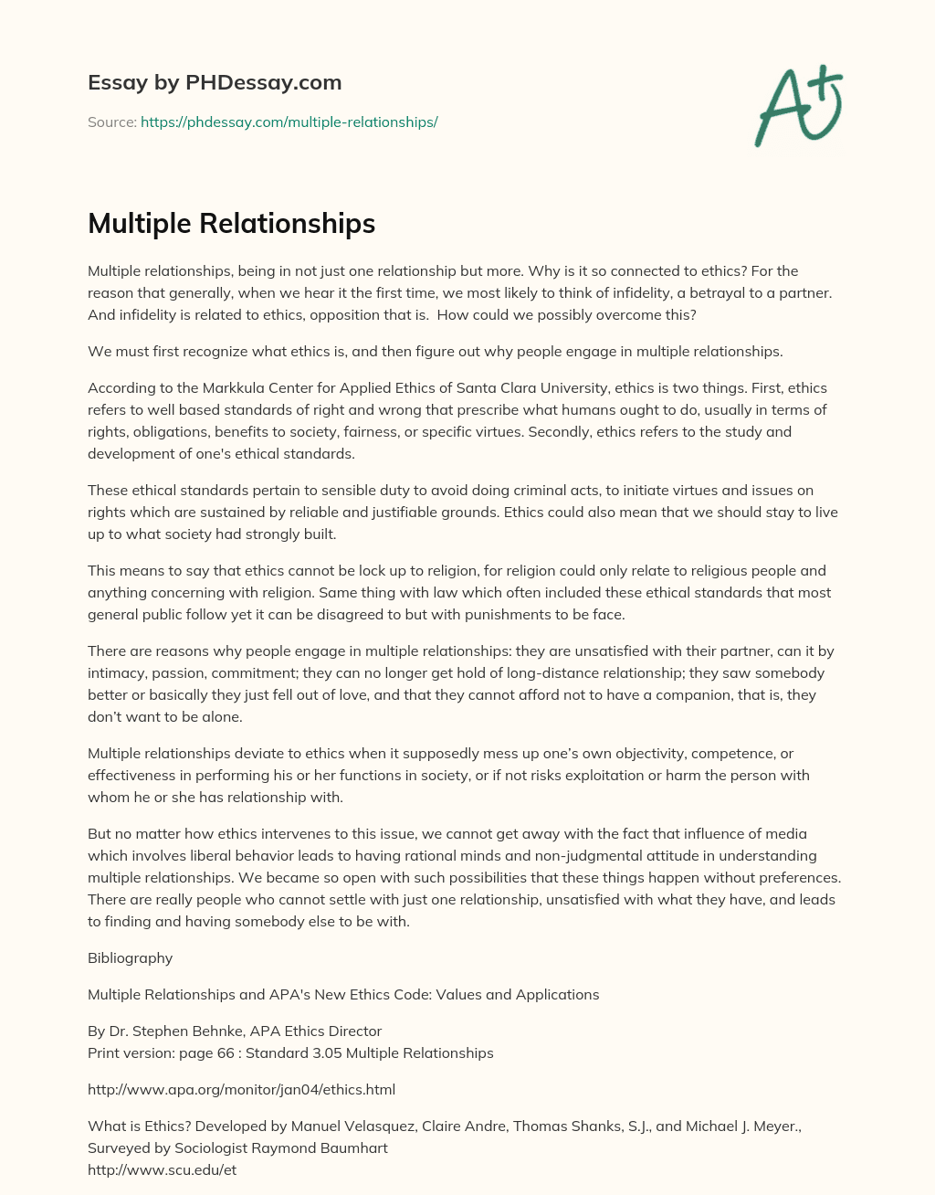 Multiple Relationships (400 Words) - PHDessay.com