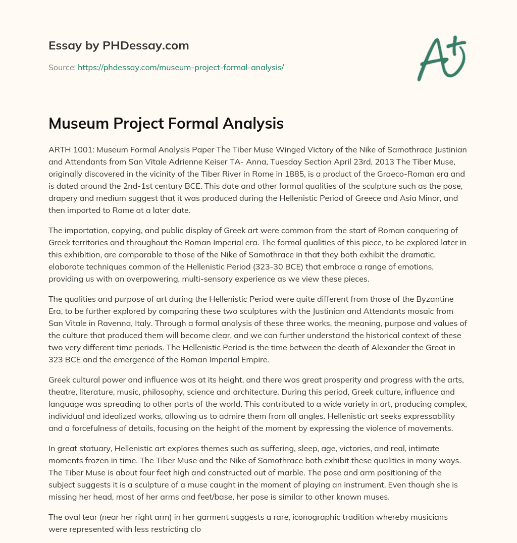 Museum Project Formal Analysis - PHDessay.com