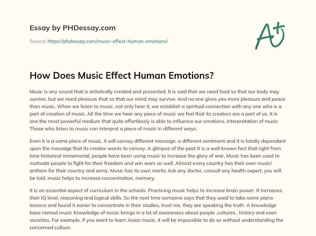 How Does Music Effect Human Emotions? (300 Words) - PHDessay.com