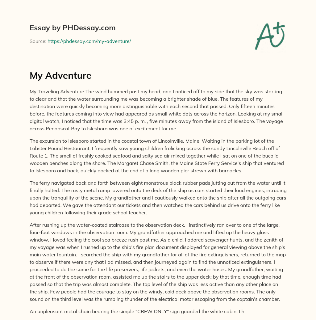 My Adventure - PHDessay.com