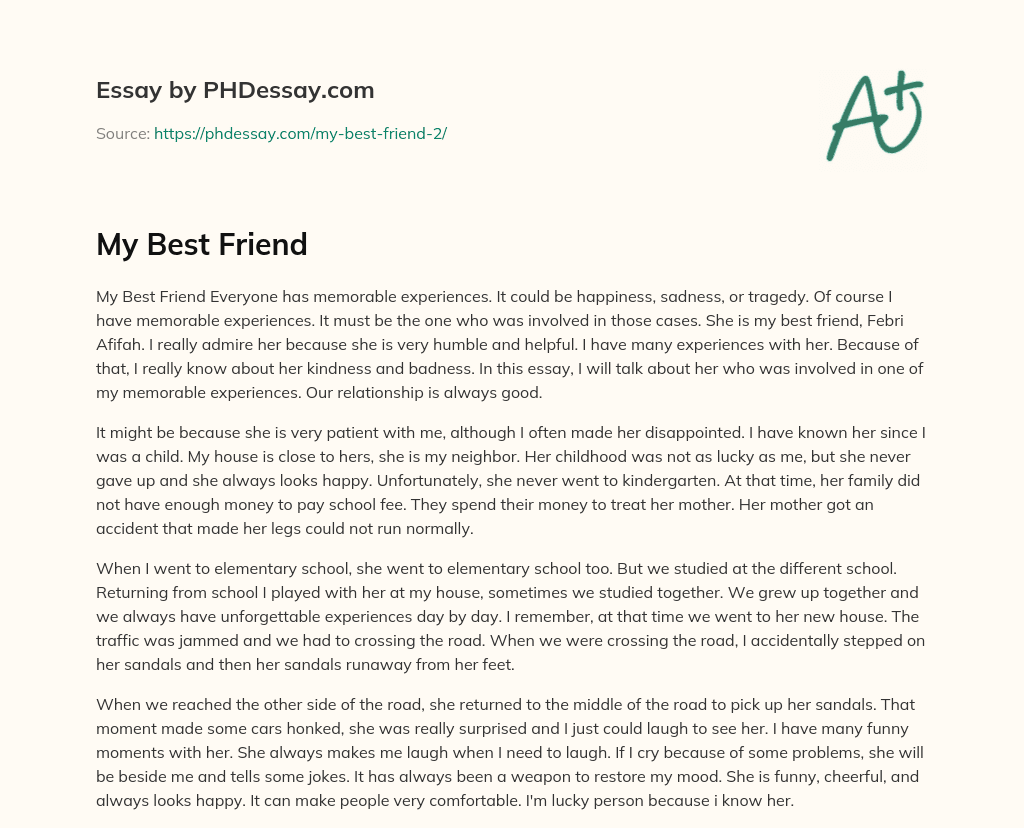My Best Friend (400 Words) - PHDessay.com