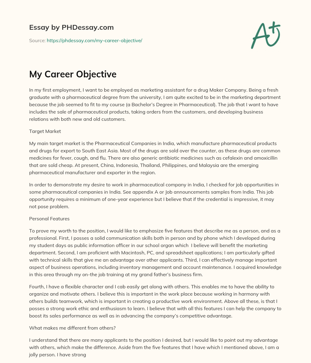 My Career Objective - PHDessay.com