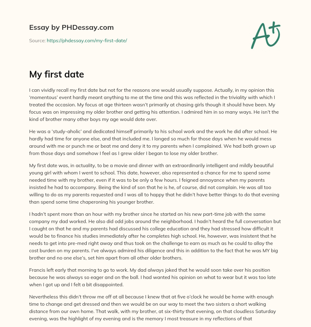 My First Date Essay Example - PHDessay.com