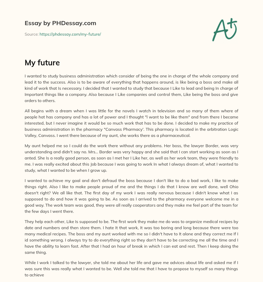 My future - PHDessay.com