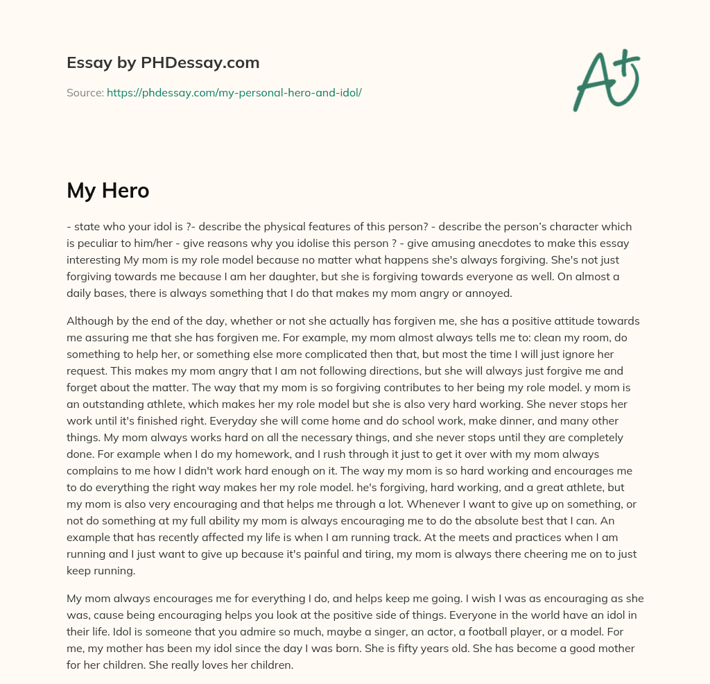 My Hero - PHDessay.com
