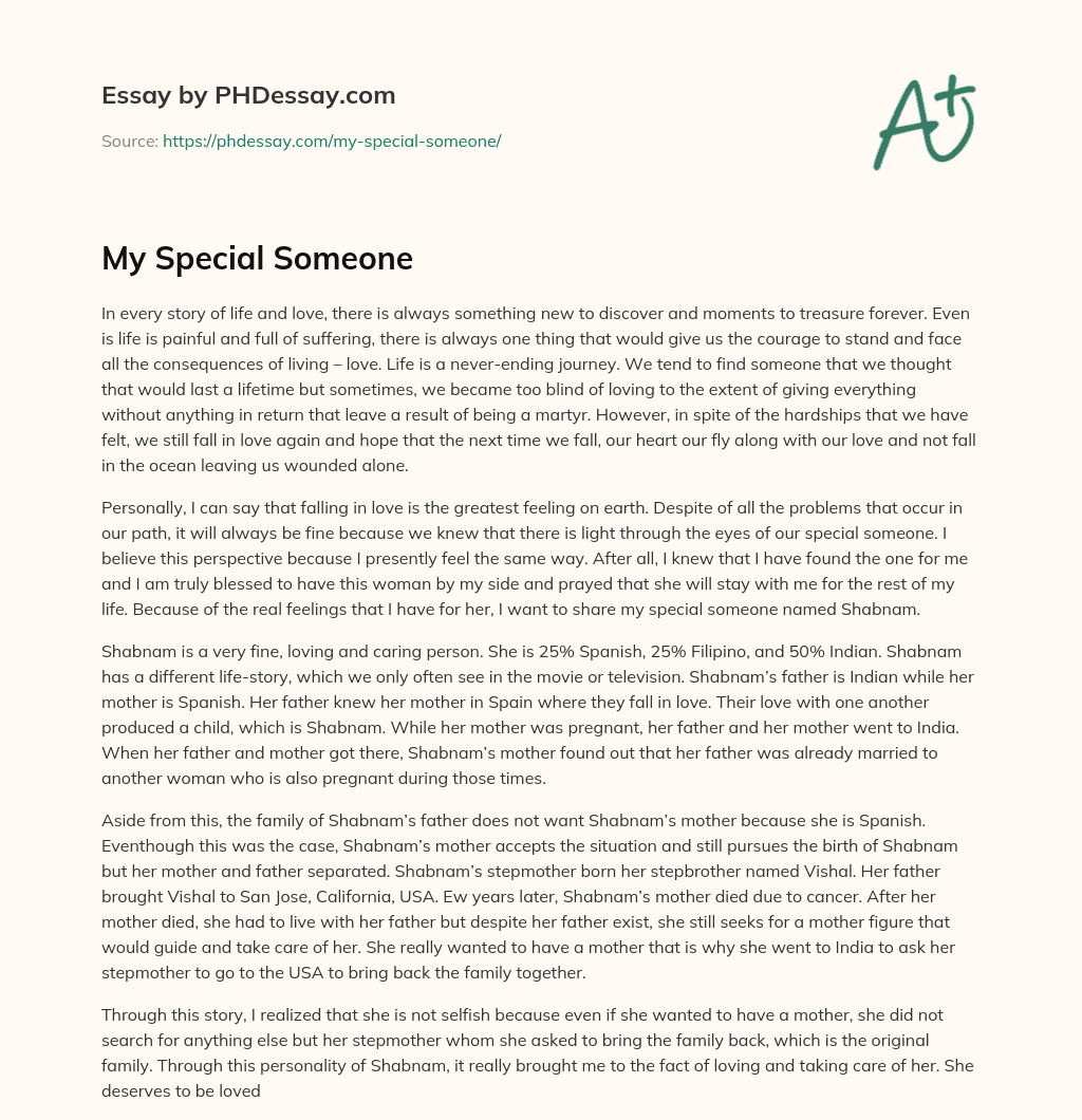 My Special Someone PHDessay