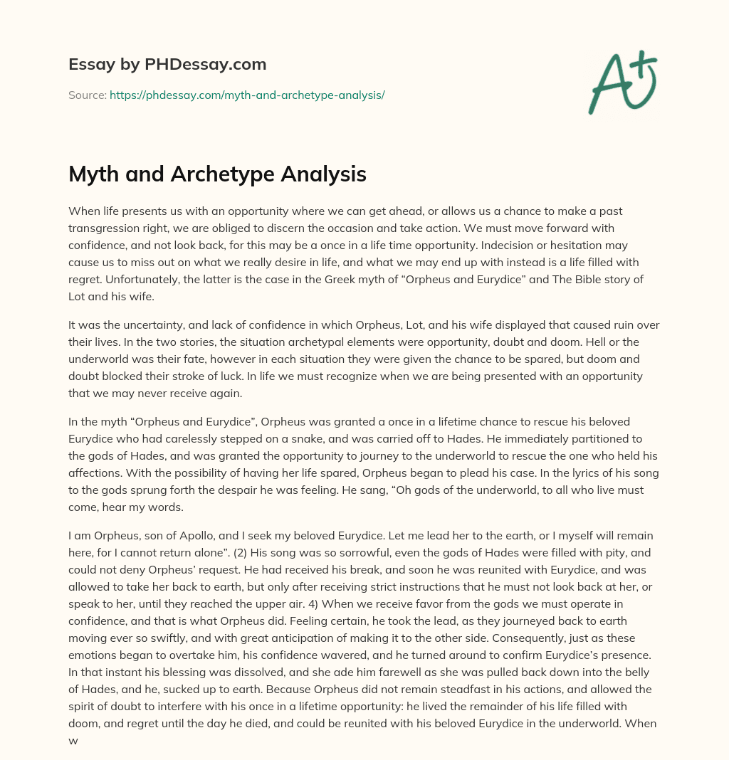 Myth and Archetype Analysis - PHDessay.com