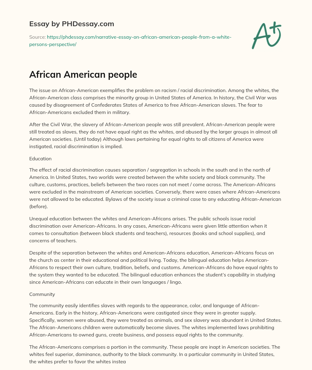 African American people - PHDessay.com