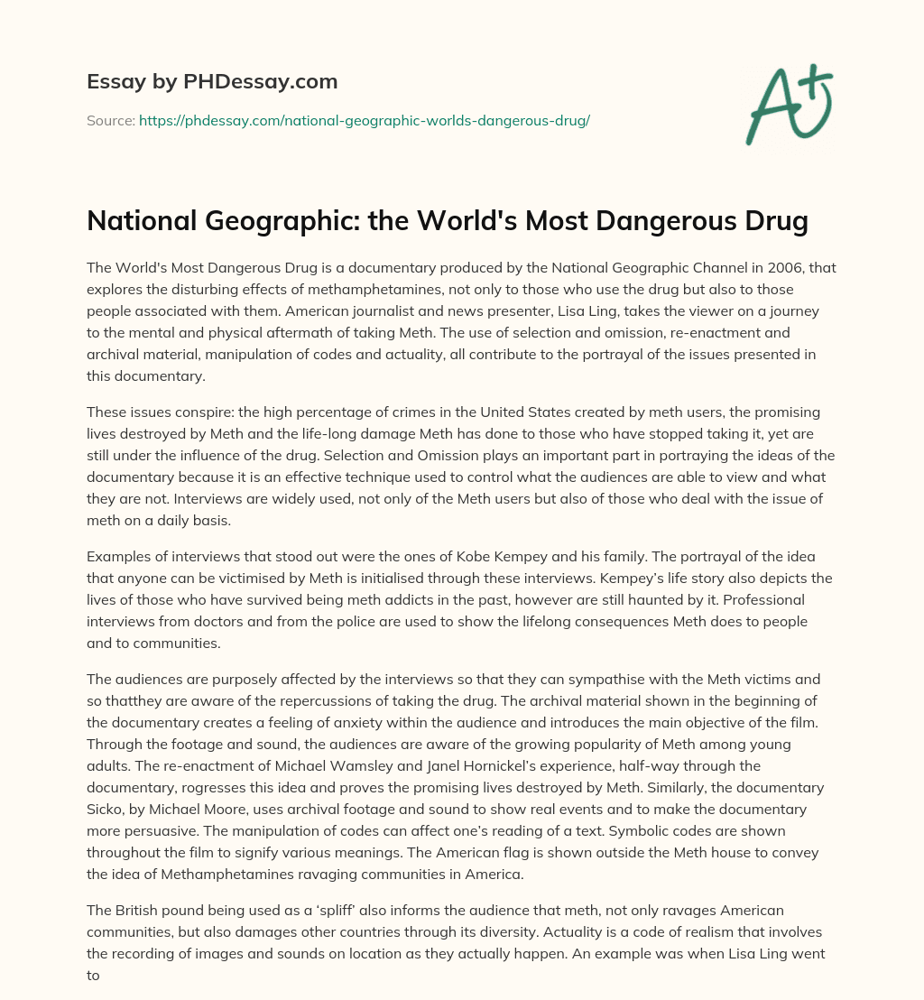 National Geographic: the World's Most Dangerous Drug - PHDessay.com