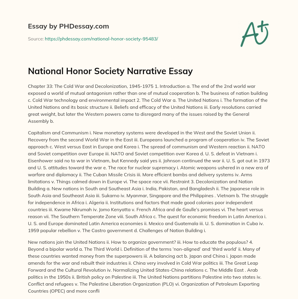 National Honor Society Narrative Essay (500 Words) - PHDessay.com