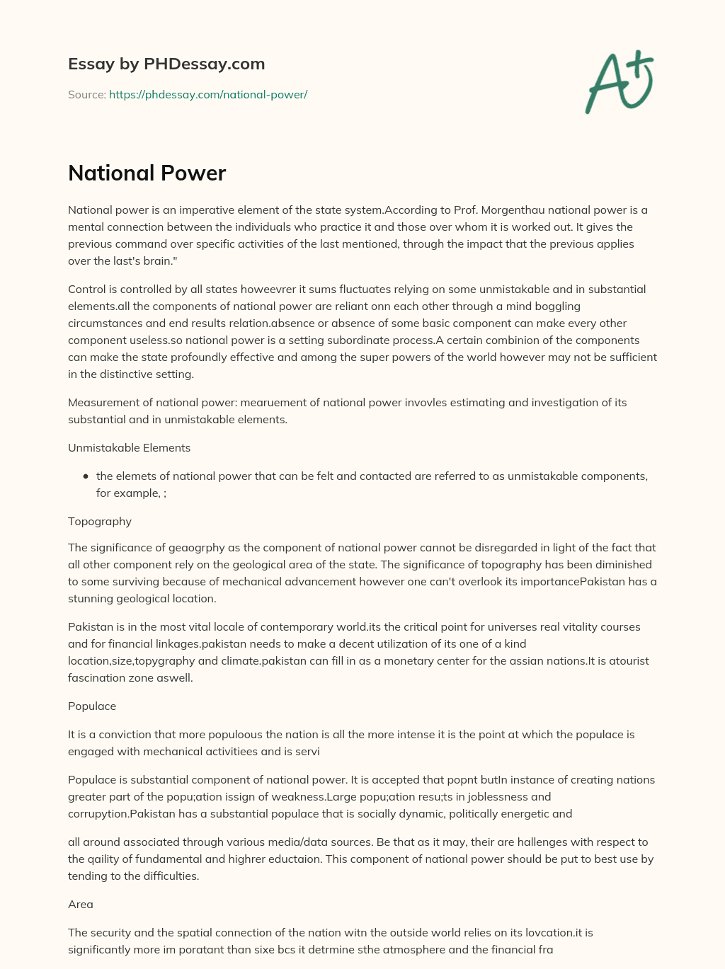 National Power - PHDessay.com