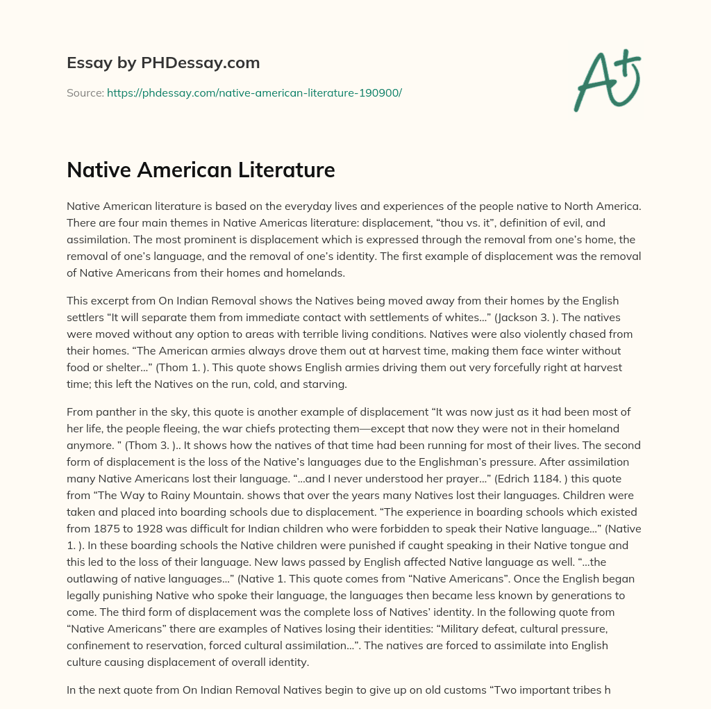 Native American Literature - PHDessay.com