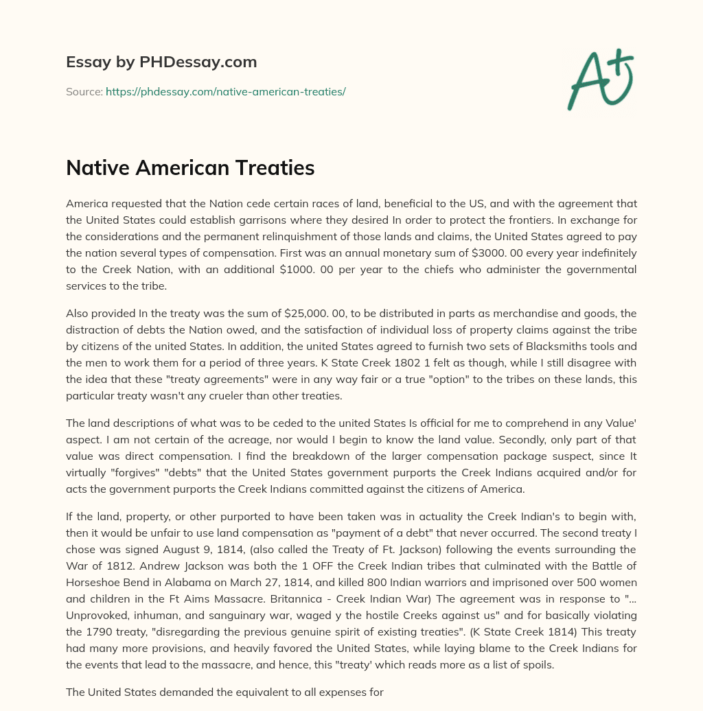Native American Treaties - PHDessay.com