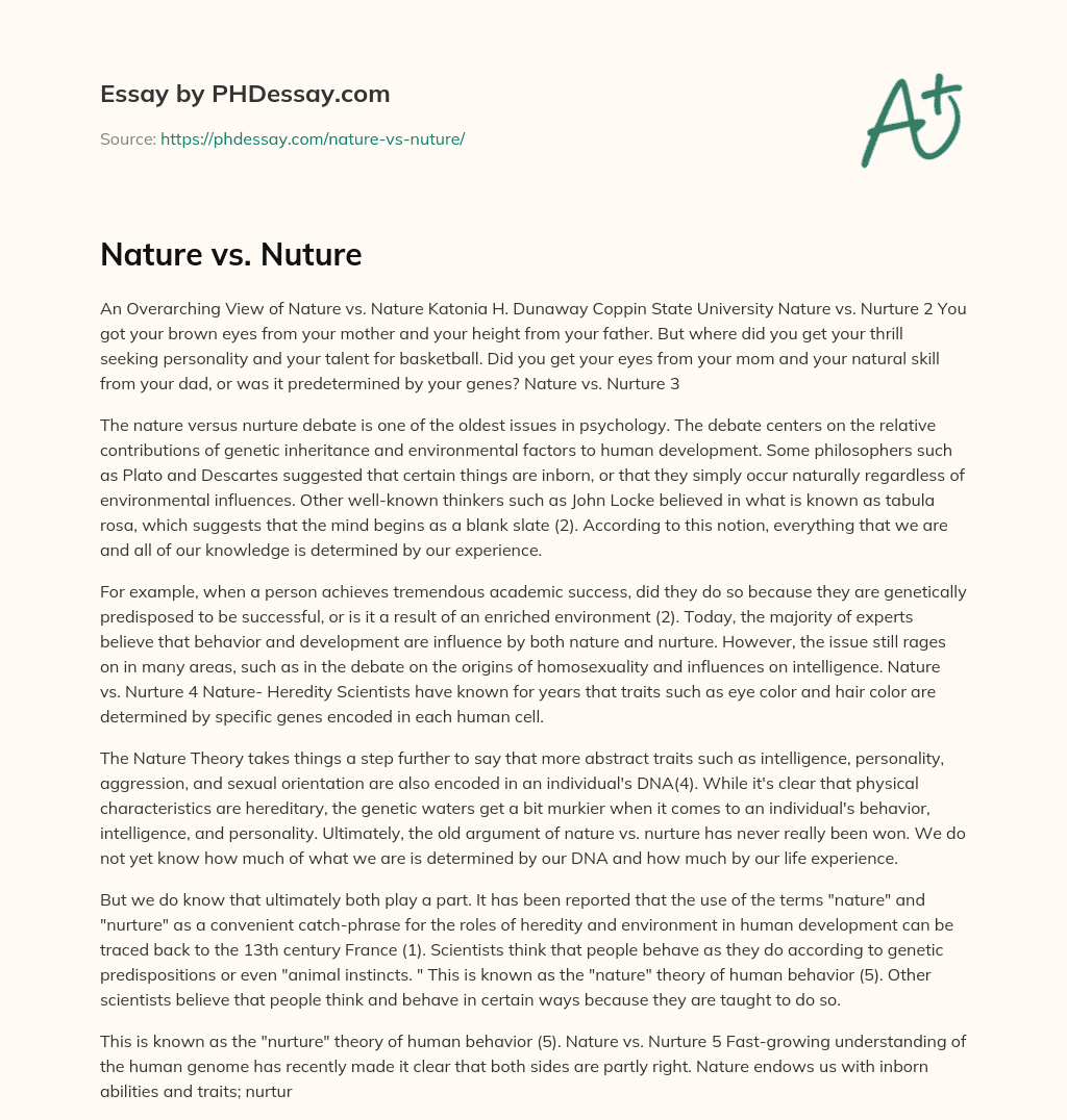 Nature vs. Nuture - PHDessay.com