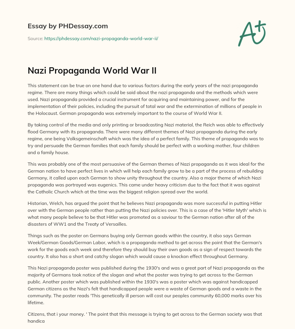 Nazi Propaganda World War II - PHDessay.com