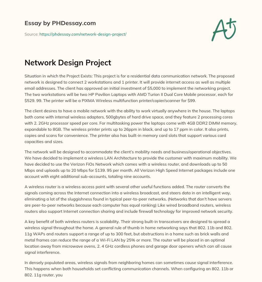 Network Design Project - PHDessay.com