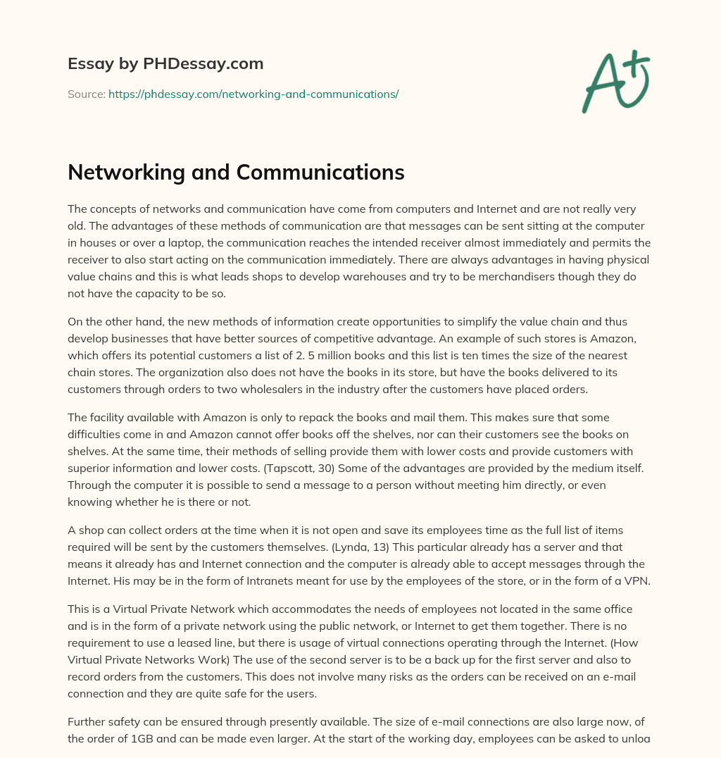 Networking and Communications - PHDessay.com