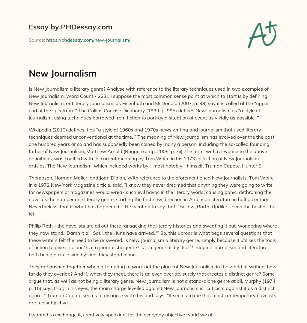 New Journalism Definition Example - PHDessay.com
