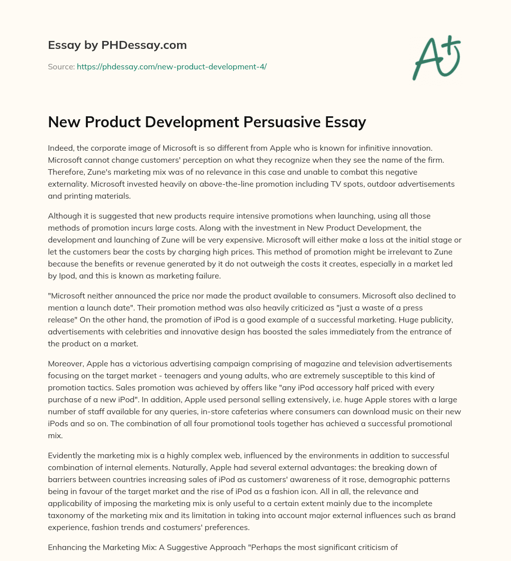 New Product Development Persuasive Essay Example - PHDessay.com