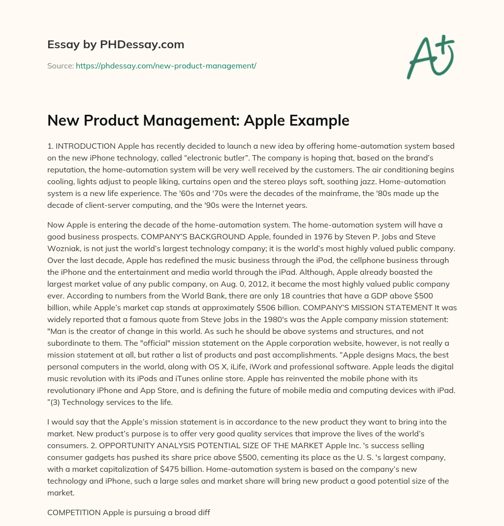 New Product Management: Apple Example - PHDessay.com