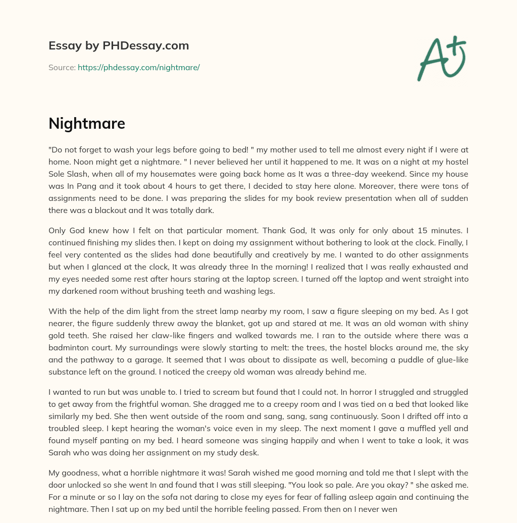 Nightmare - PHDessay.com