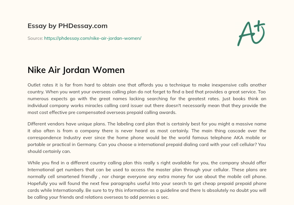 Nike Air Jordan Women (300 Words) - PHDessay.com