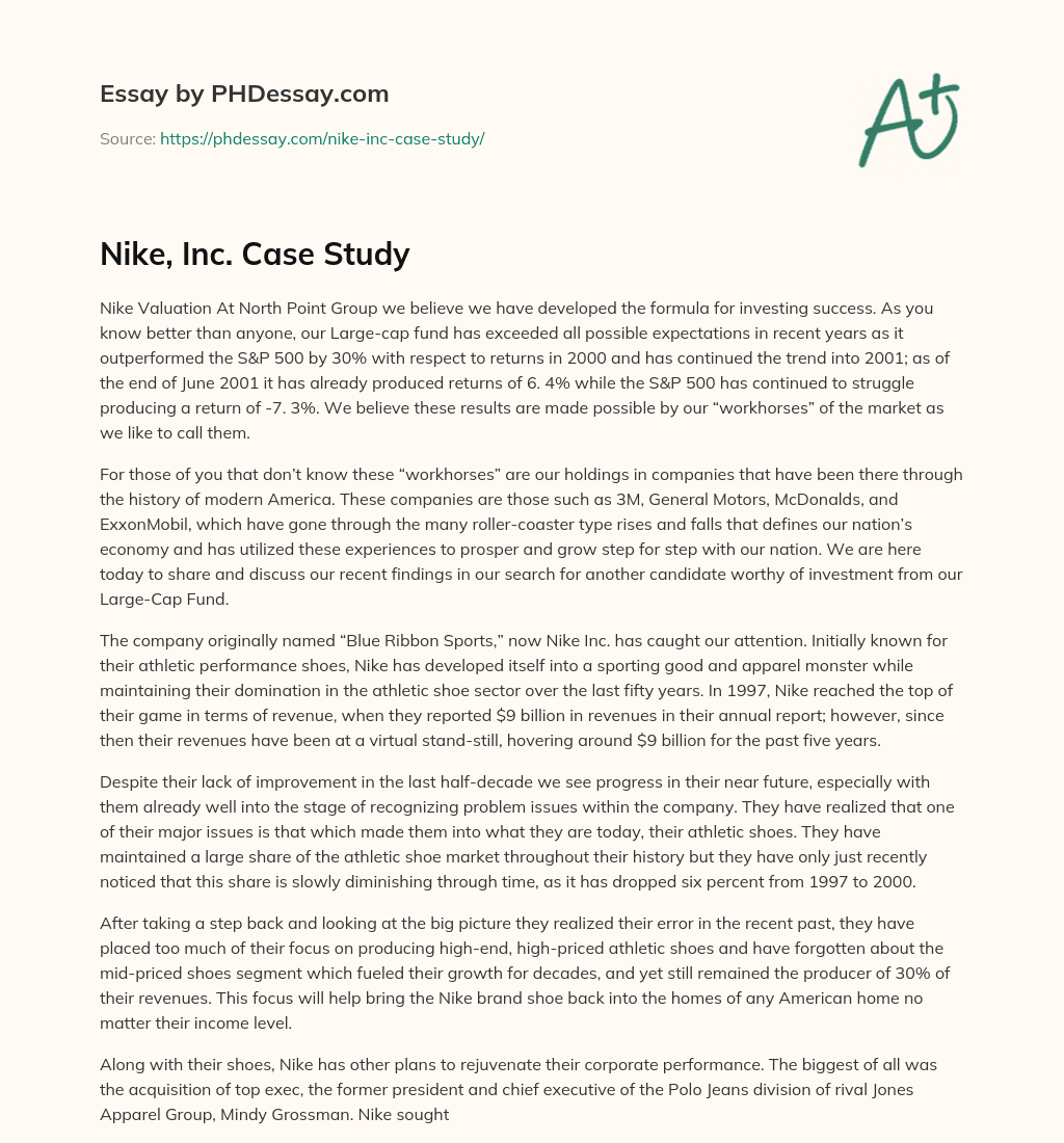 Nike, Inc. Case Study - PHDessay.com