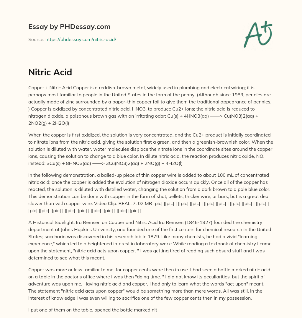 Nitric Acid - PHDessay.com