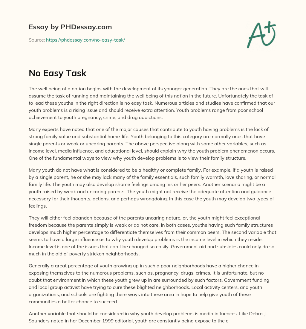 No Easy Task - PHDessay.com
