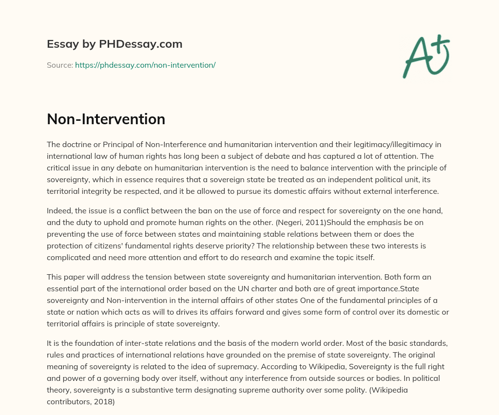 Non-Intervention (300 Words) - PHDessay.com