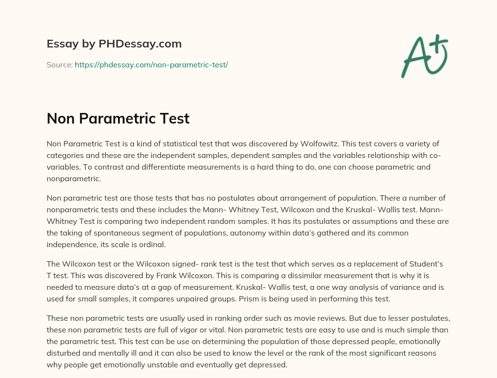 Non Parametric Test - PHDessay.com