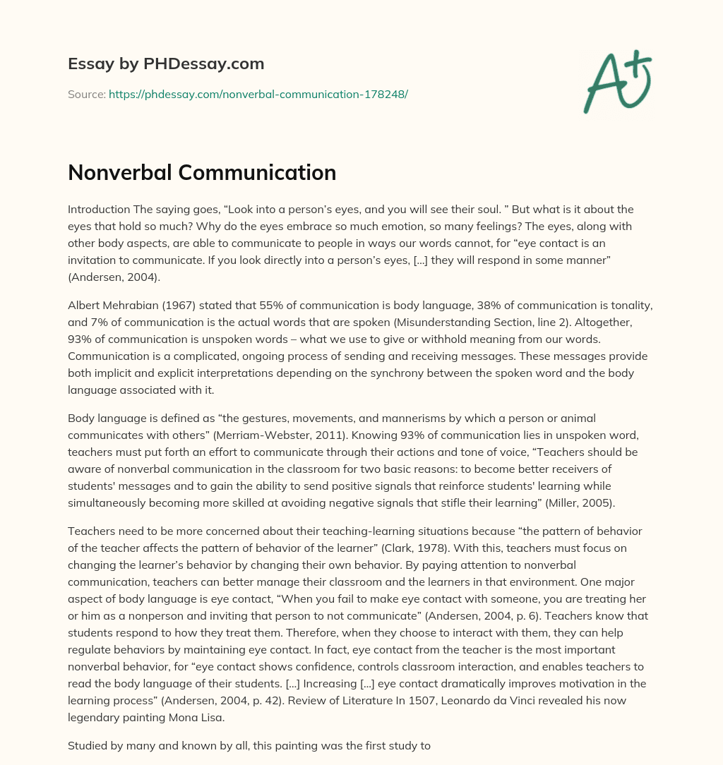 Nonverbal Communication - PHDessay.com