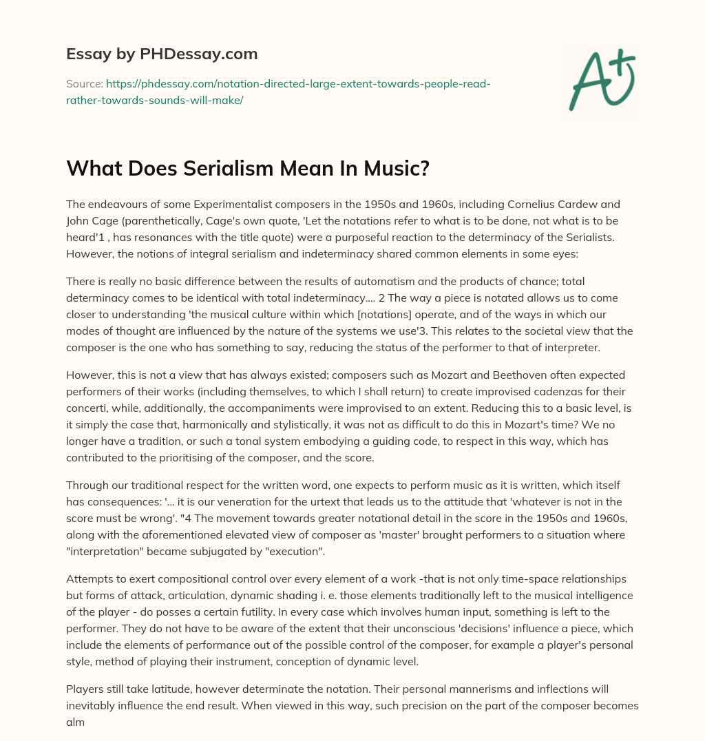 What Does Serialism Mean In Music? - PHDessay.com