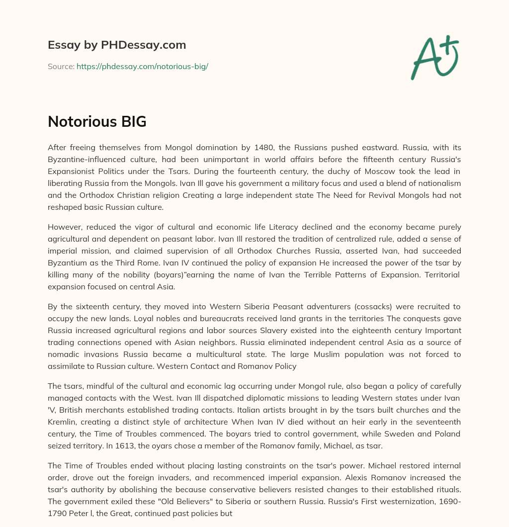 Notorious BIG - PHDessay.com