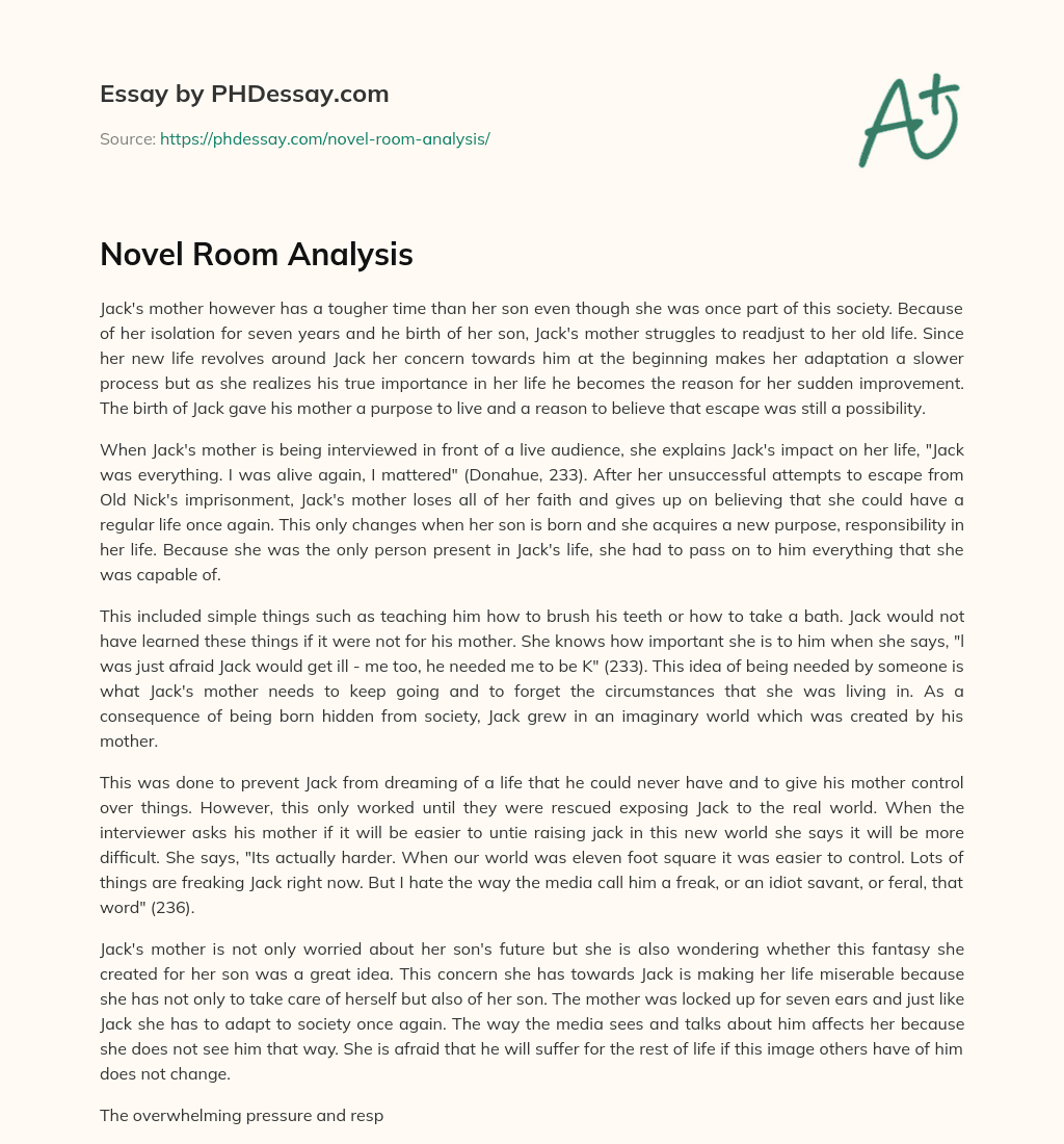Novel Room Analysis - PHDessay.com