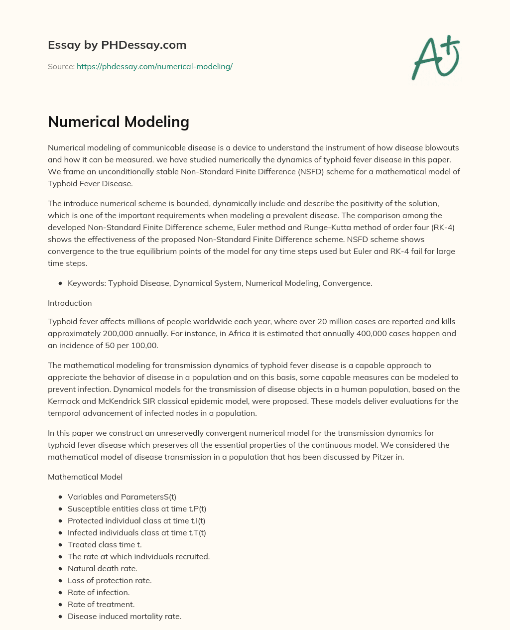 Numerical Modeling (300 Words) - PHDessay.com