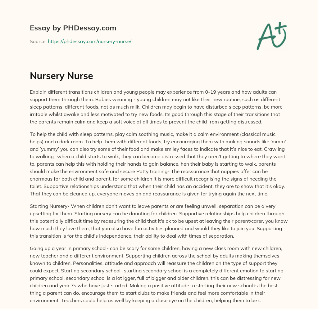 Nursery Nurse - PHDessay.com