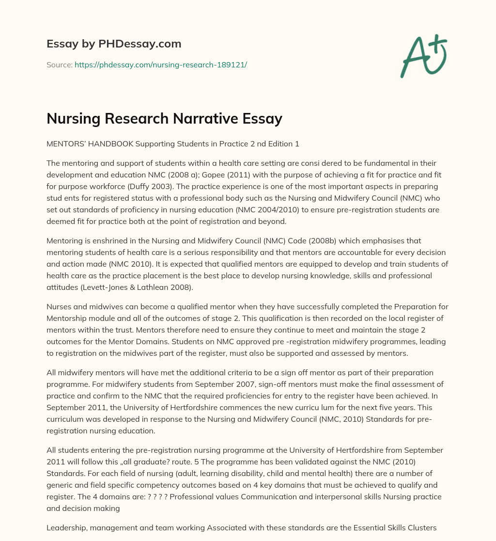 Nursing Research Narrative Essay - PHDessay.com