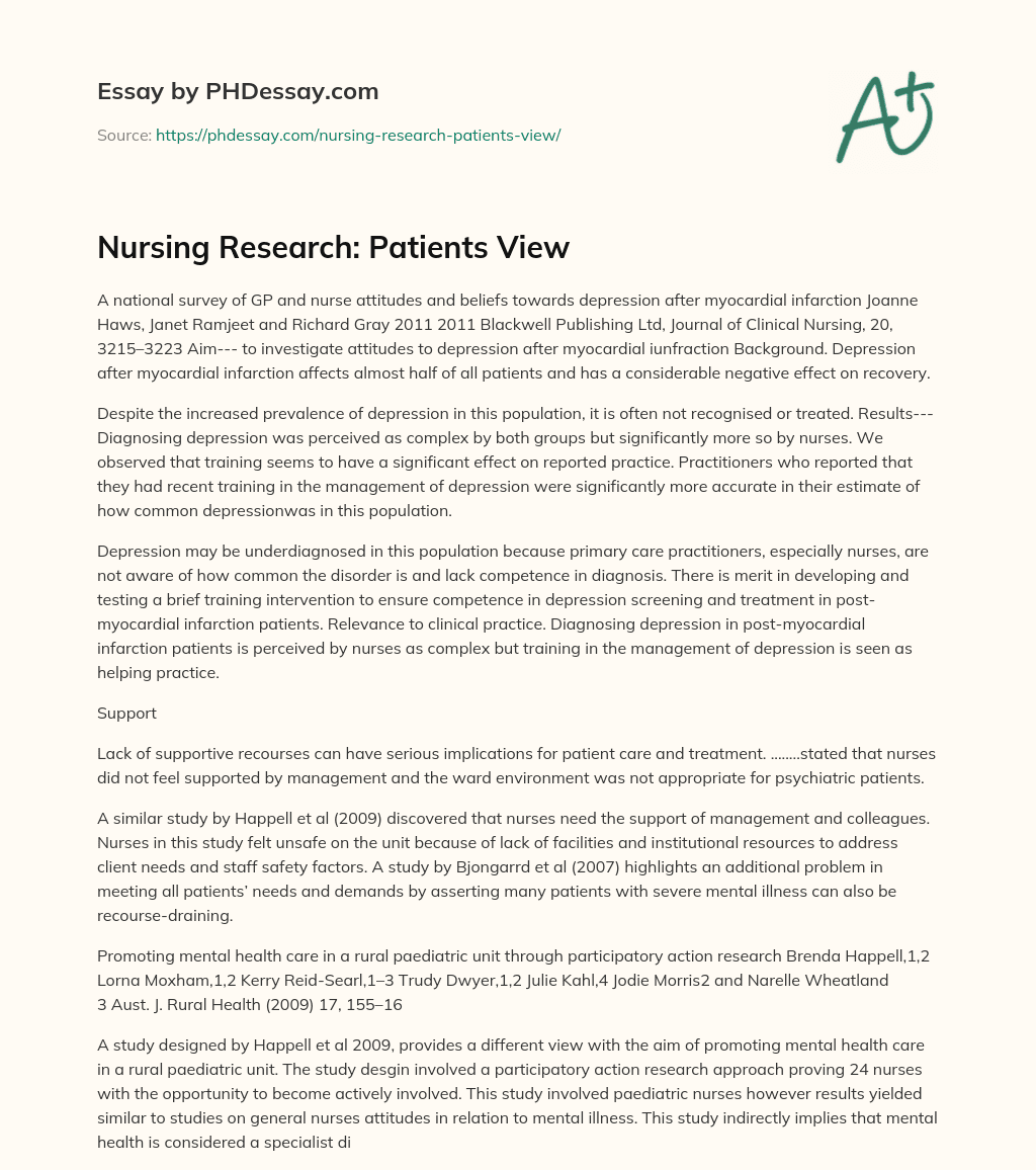Nursing Research: ﻿Patients View - PHDessay.com