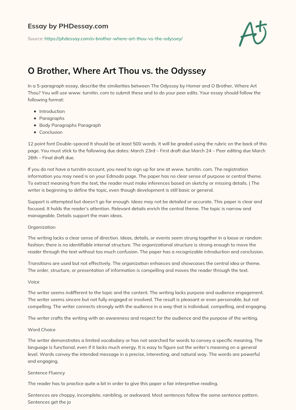 O Brother, Where Art Thou vs. the Odyssey - PHDessay.com
