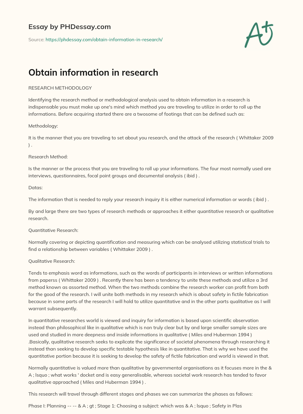 Obtain information in research - PHDessay.com