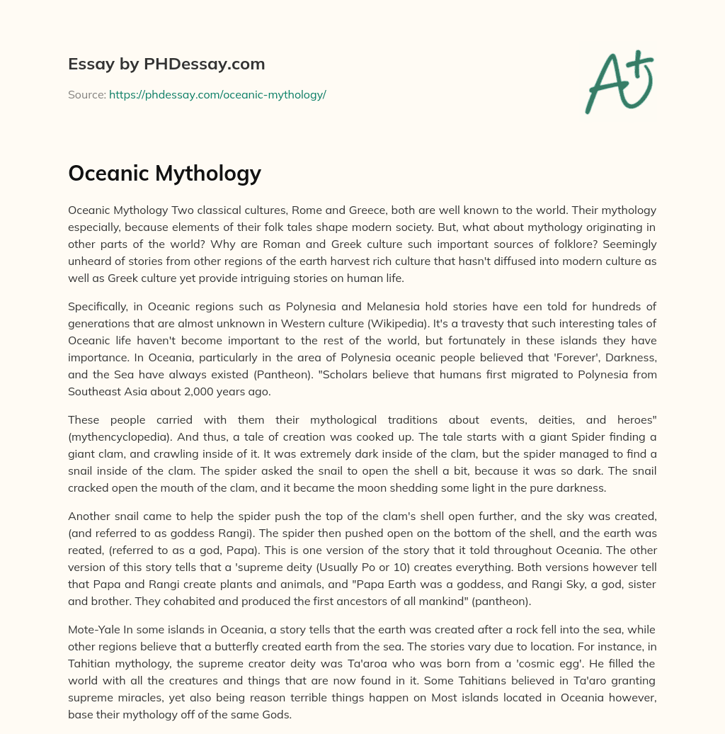 Oceanic Mythology - PHDessay.com